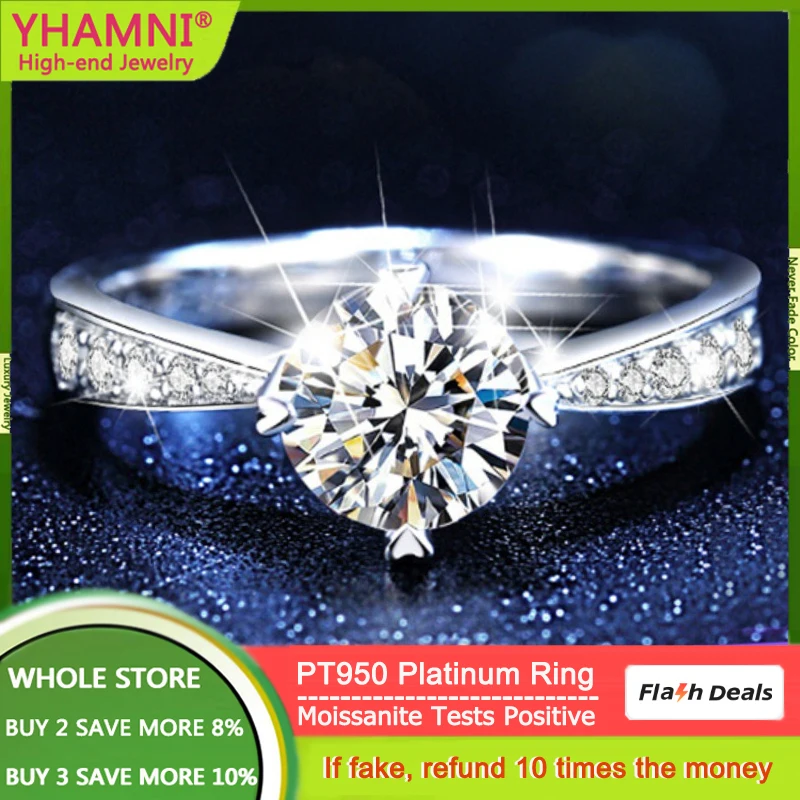YHAMNI-High-Quality-Certified-1-Carat-Moissanite-Diamond-PT950-Platinum ...