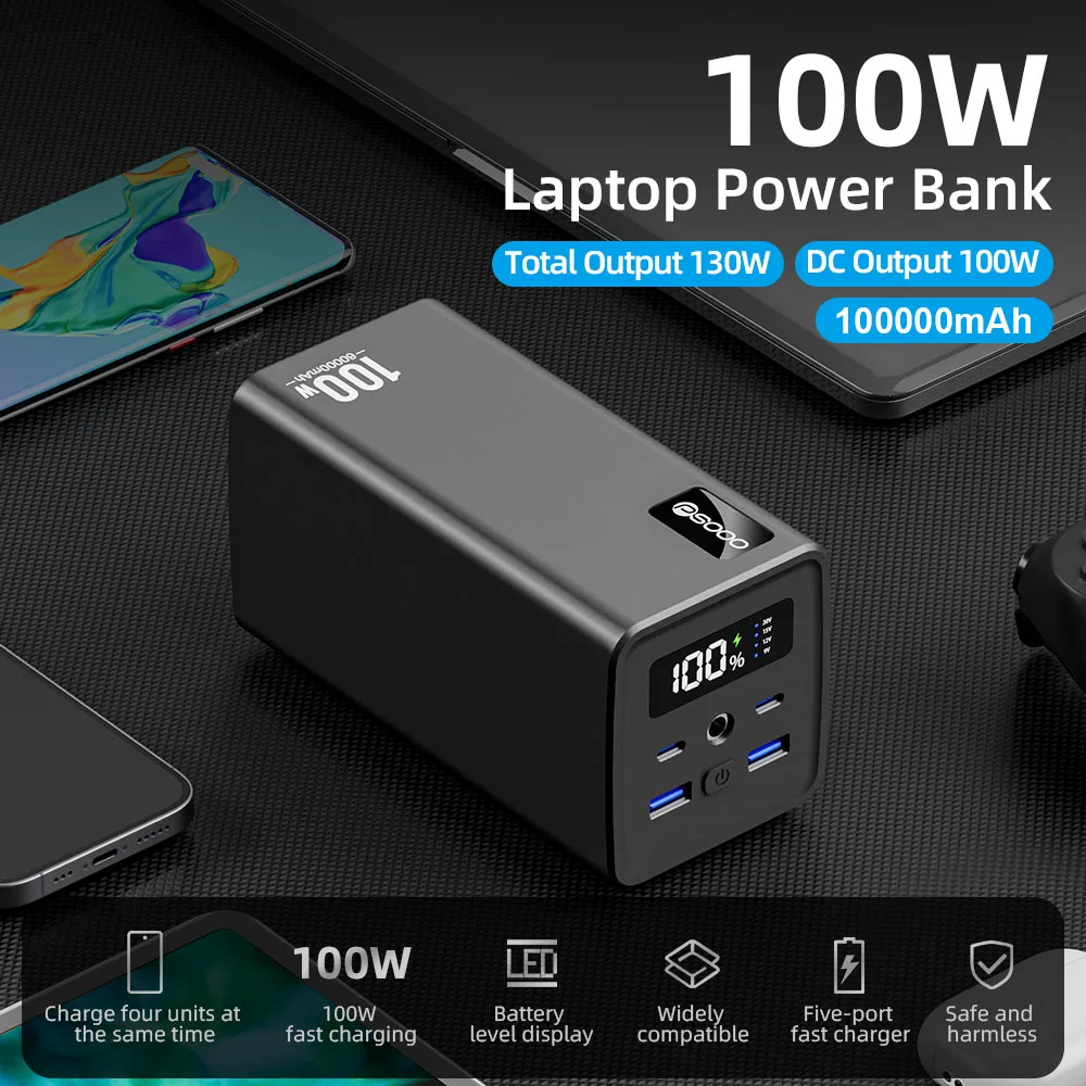 PSOOO-PD100W-100000mAh-Laptop-Power-Bank-5-in-1-Fast-Charging-Powerbank ...