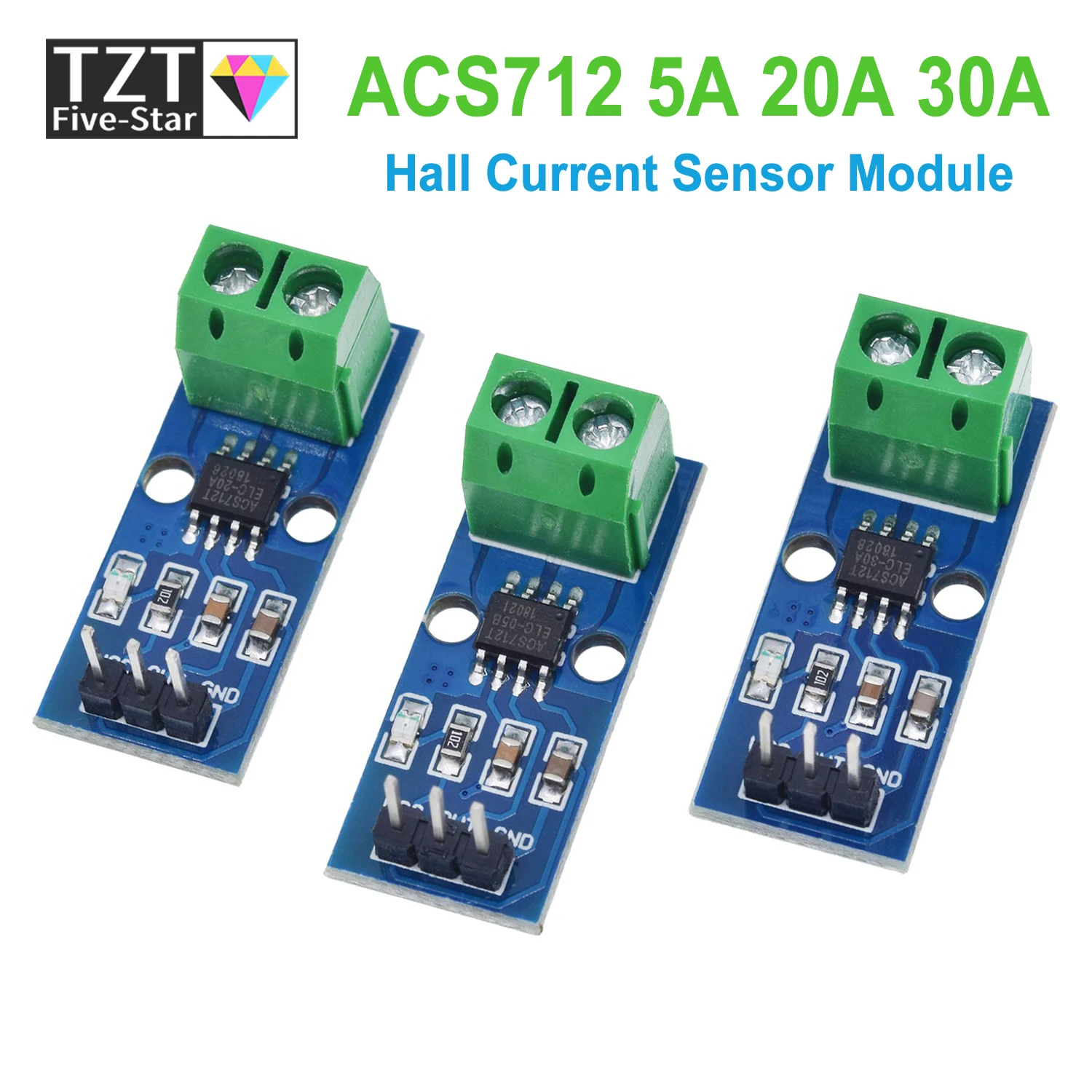 TZT 5A 20A 30A Hall Current Sensor Module ACS712 module for Arduino ...
