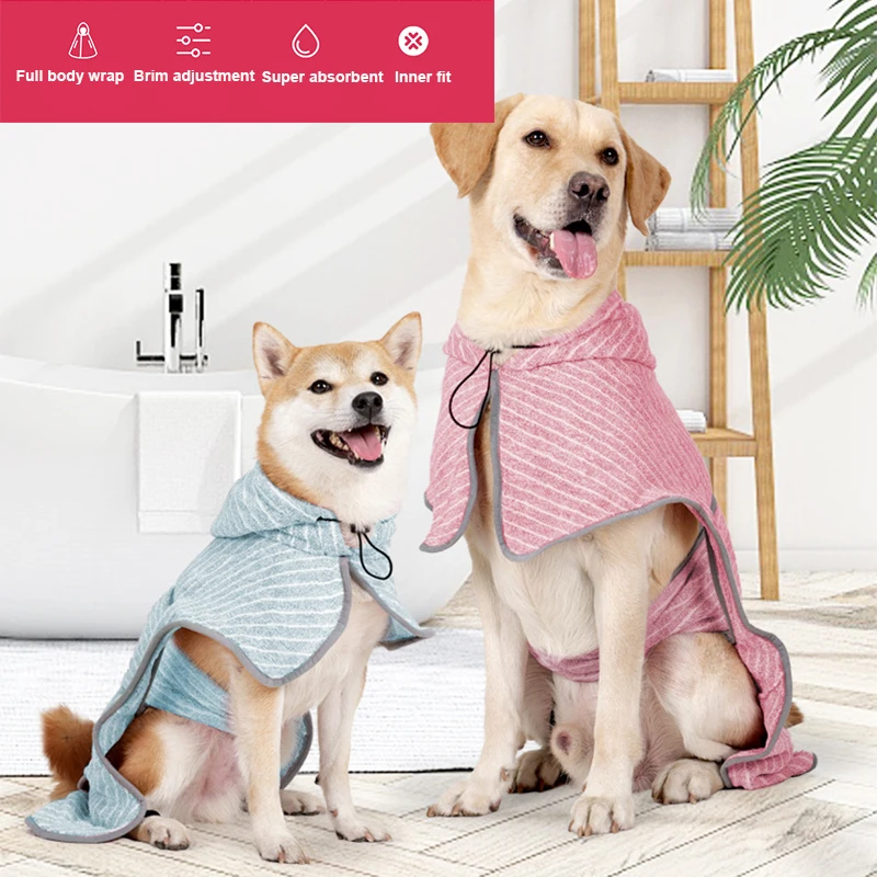 Pet-Bath-Towel-Reusable-Medium-Large-Dog-Striped-Absorbent-Bath-Towel ...