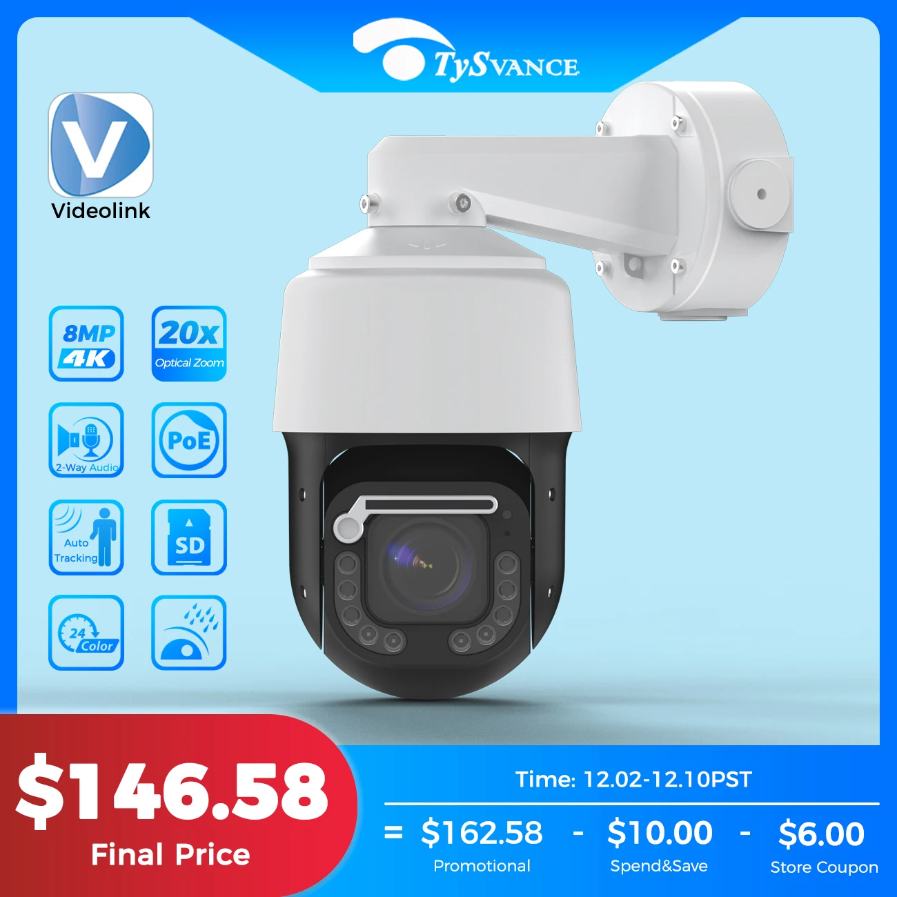 8MP-4K-PTZ-Dome-IP-Camera-20x-Optical-Zoom-Outdoor-Human-AI-Auto ...