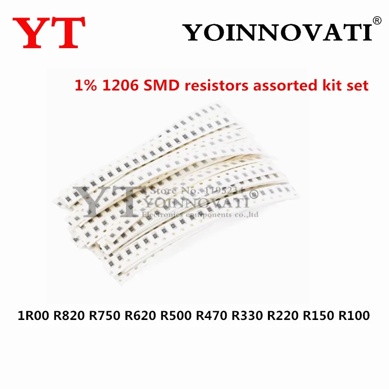 200PCS 1% 1206 SMD resistors assorted kit set ,1R00 R820 R750 R620 R500 ...