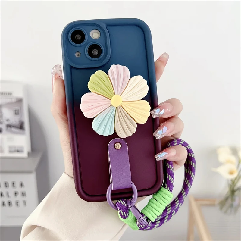 Gradient-Flower-Phone-Holder-Case-For-OPPO-A94-A95-A97-A98-A3s-A5s-A7 ...