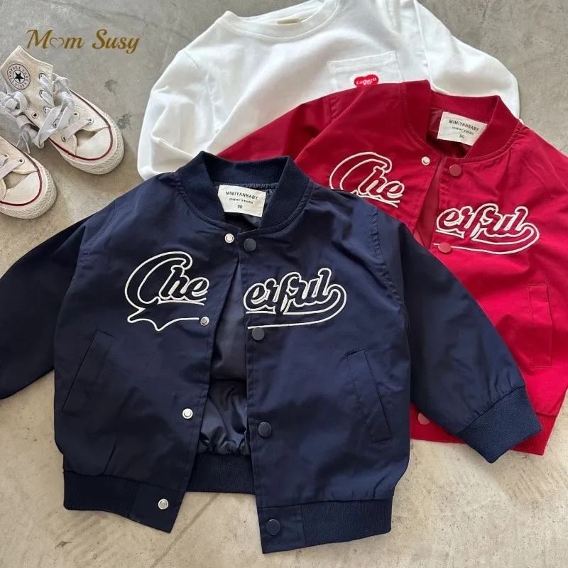 Baby Girl Boy Cotton Baseball Jacket Button Infant Toddler Letter ...