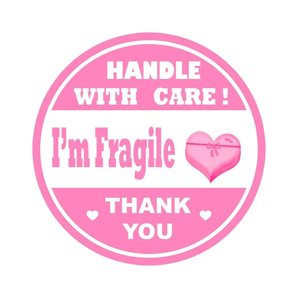 Pink Fragile Stickers I’m Fragile Box Labels 1.5 Inch Round Thank You ...