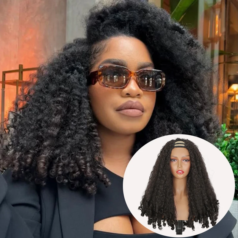 Perruque Afro bouclée en U, tresses bouclées, Texture de cheveux avec ...