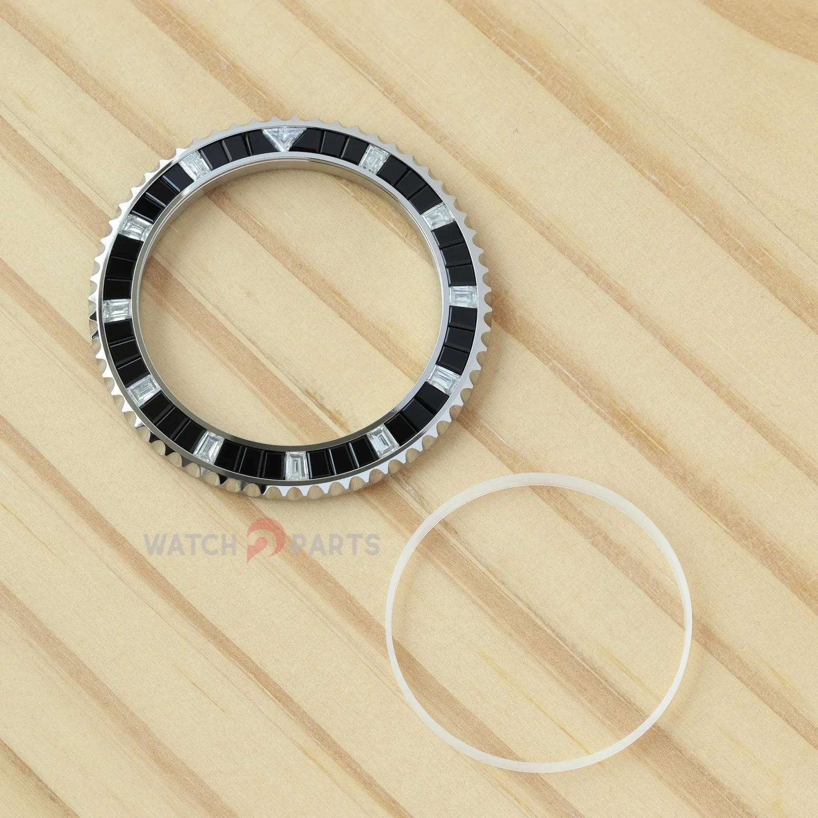 Black Onyx & Synthetic Moissanite Diamond Watch Bezel for Rolex ...