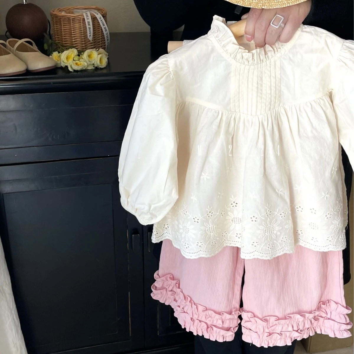 8913-Children-s-Clothes-2024-Spring-Autumn-New-Apricot-Lace-Doll-Collar ...