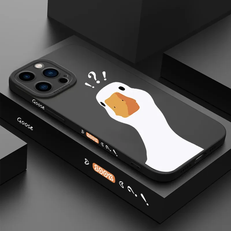 Cartoon-Doubt-Duck-Smile-Lattice-Case-For-iPhone-16-15-14-13-12-11-Pro ...