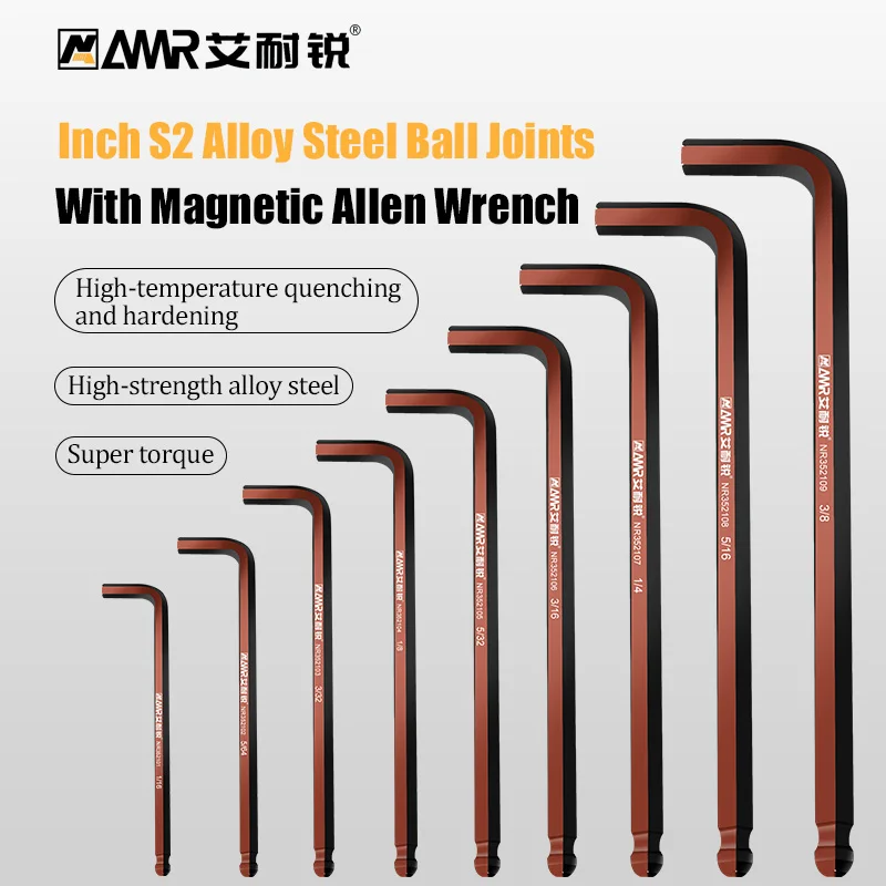 AMR-Allen-Wrench-Hex-Key-Long-Arm-Ball-End-Hex-Wrench-Inch-Metric-L ...
