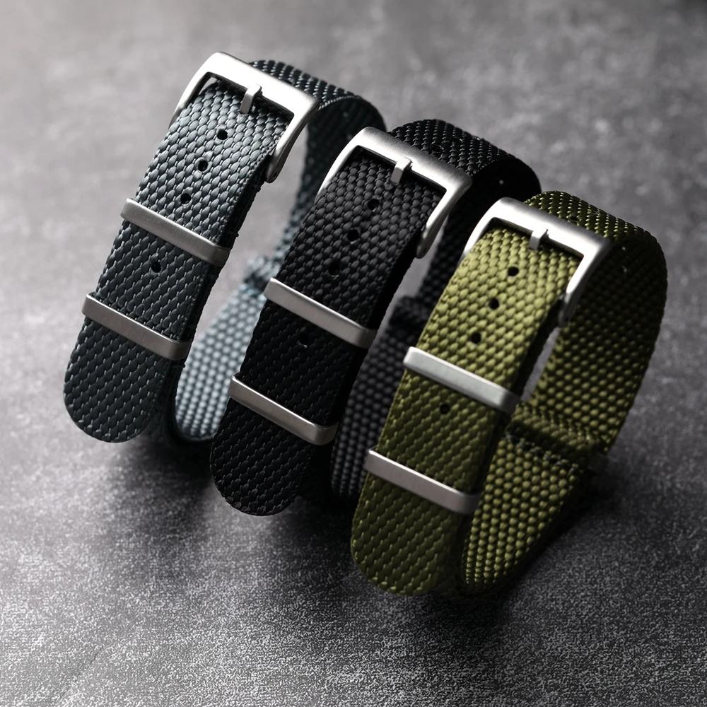 Braided-Nylon-Strap-20-22MM-Black-Green-Grey-Breathable-Wearable ...