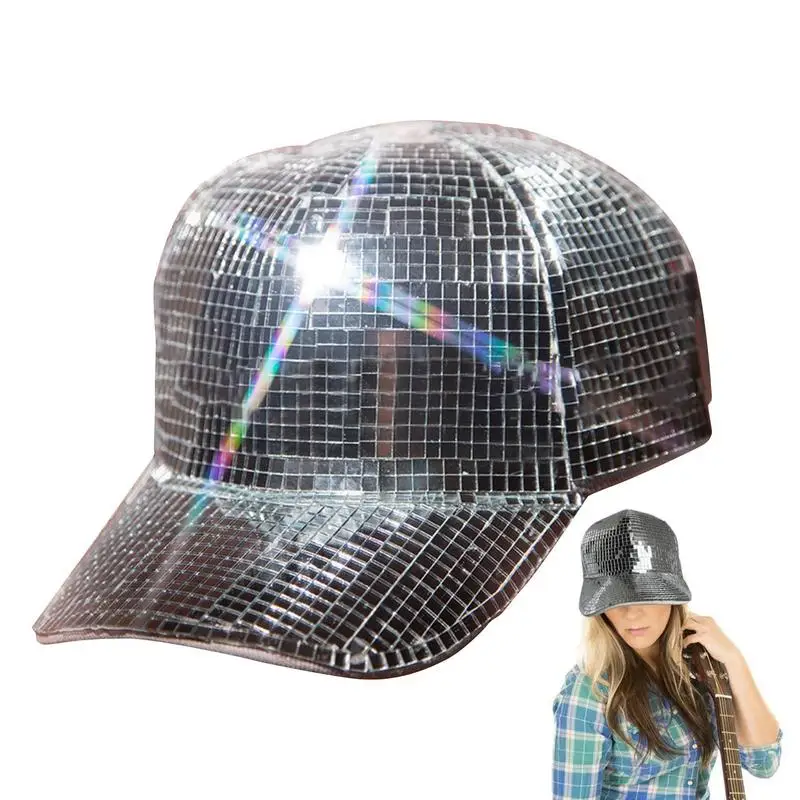 Sombrero-de-vaquero-de-bola-de-espejo-plateado-sombreros-de-b-isbol-de ...