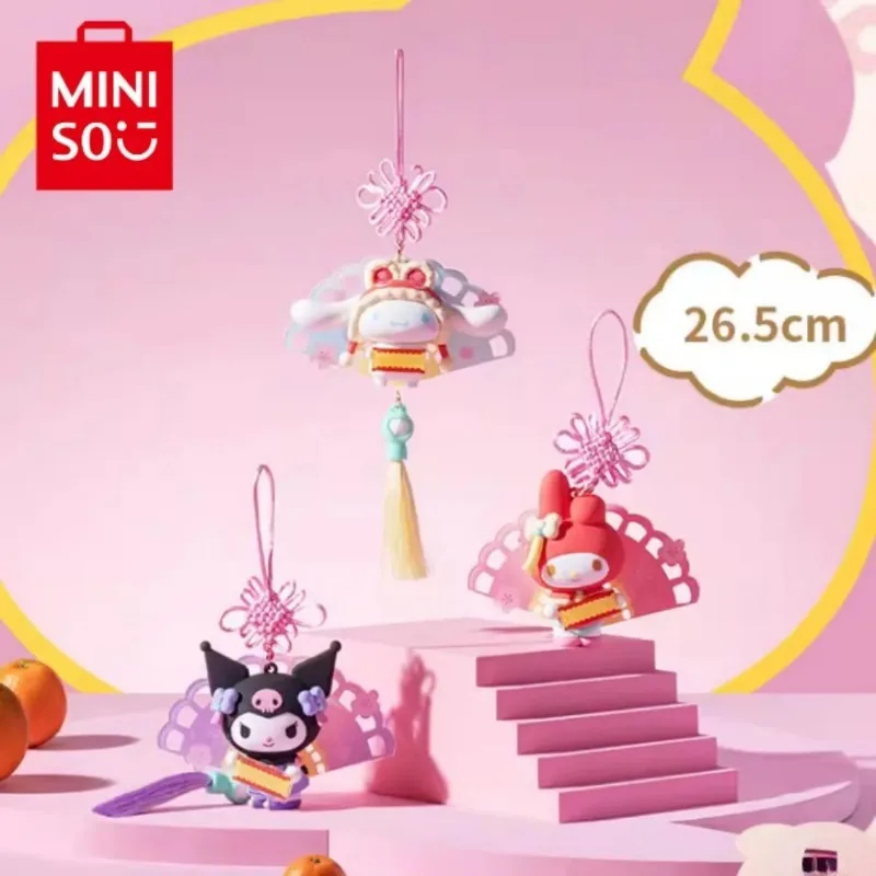 MINISO-Sanrio-Kuromi-flor-abanico-colgante-hecho-a-mano-nudo-chino ...