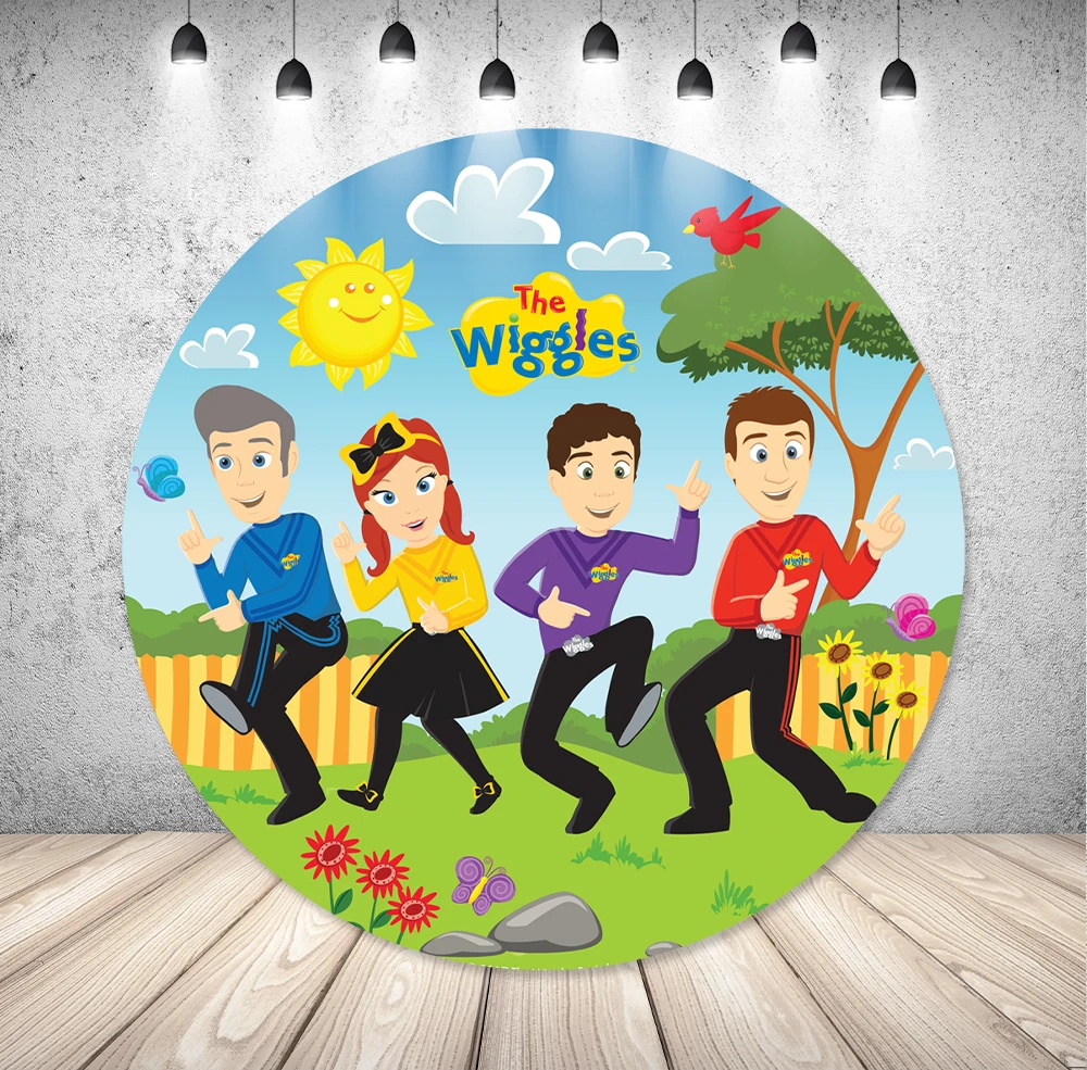 DIXSG The Wiggles Round Banner Background Kids Birthday Blue Sky Circle ...
