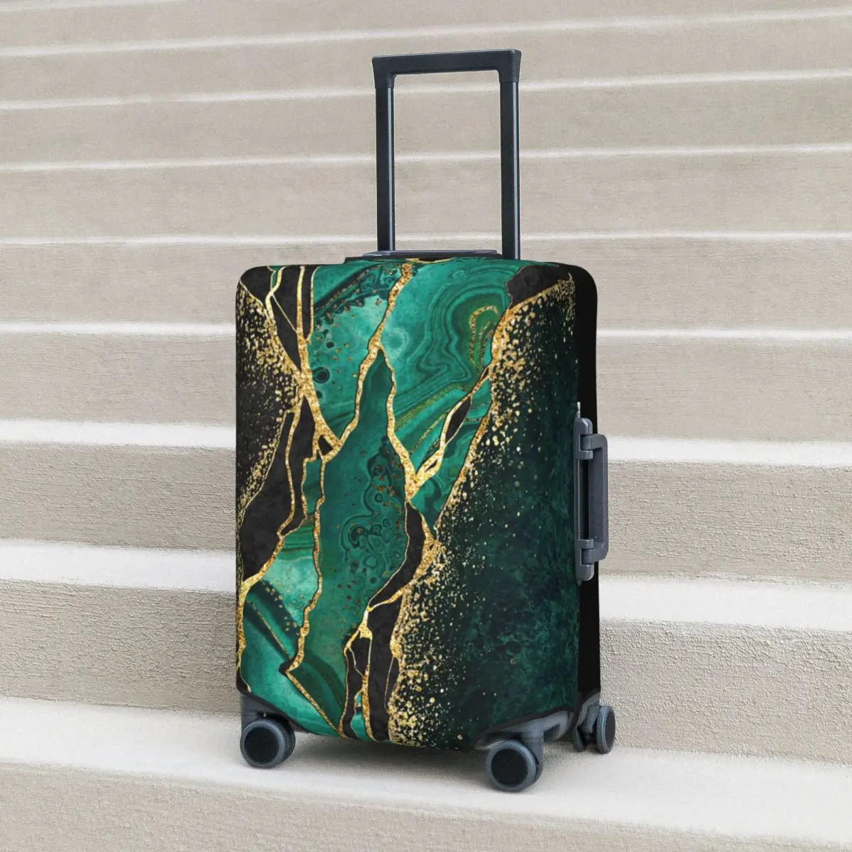 Green Marble Suitcase Cover Abstract Art Cruise Trip Protection Holiday ...