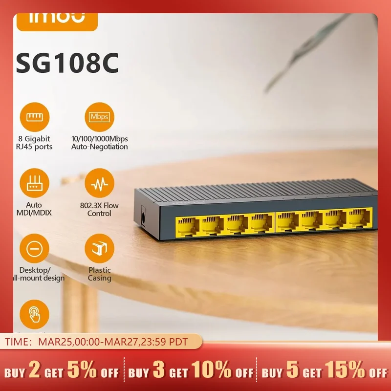 IMOU-8-Port-Gigabit-Switch-SG108C-Router-with-10-100-1000Mbps-Auto ...