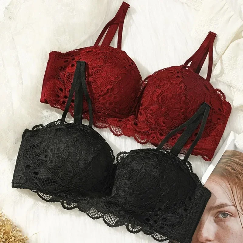 New Japanese Lace Female Lace Bralette Push Up Bra Set AB Cup Bras ...