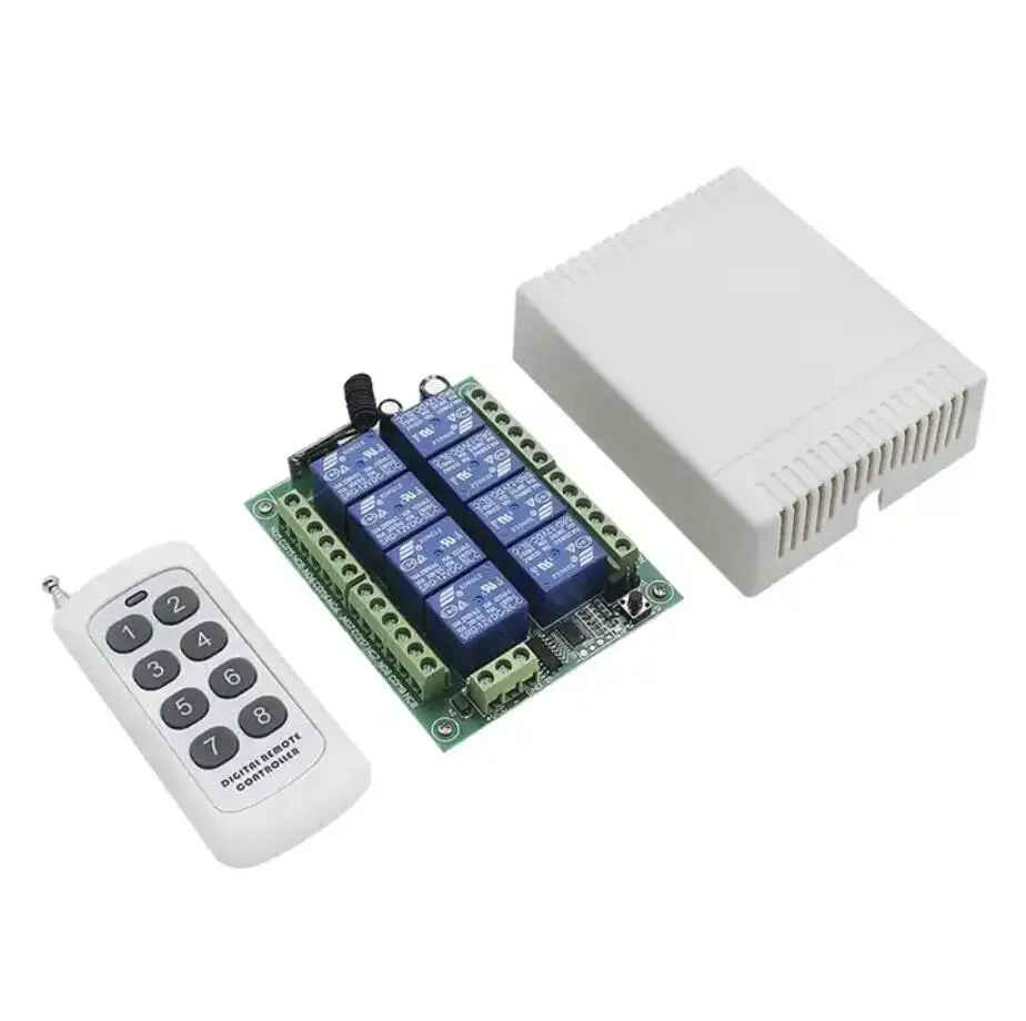 DC-12V-8-relays-Channels-Relay-Module-Wireless-433MHz-RF-Remote-Control ...