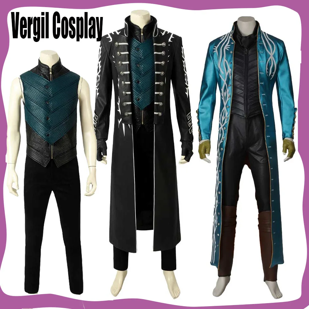 Anime Game DMC 5 Vergil Cosplay Costume Disguise Men Fantasy Roleplay ...