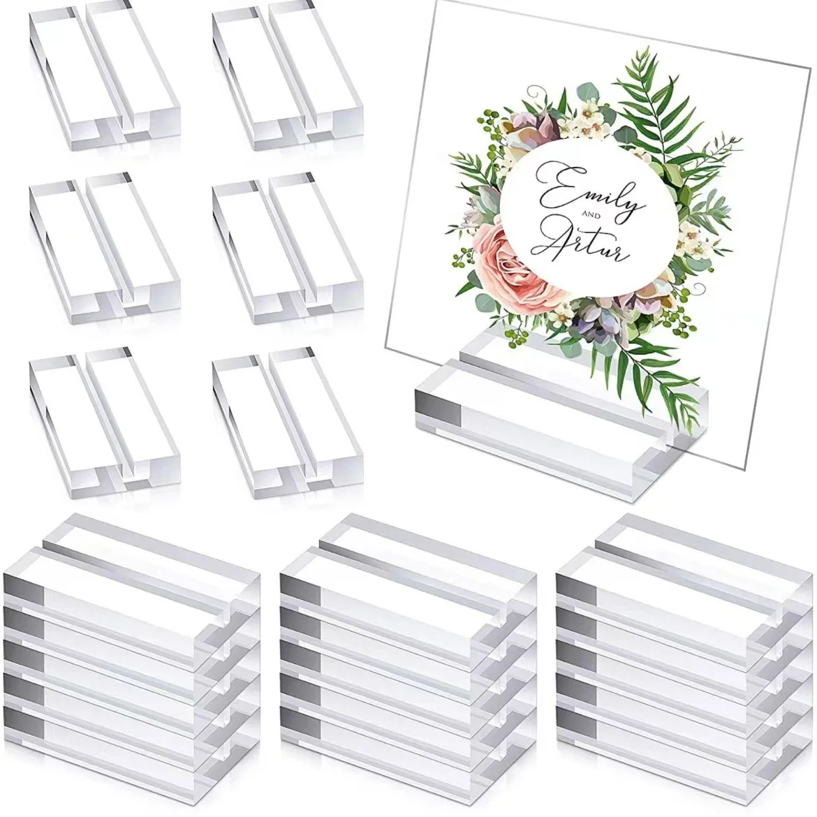 Transparent-Acrylic-Base-Card-Slot-Holder-Solid-Wood-Wedding-Table ...