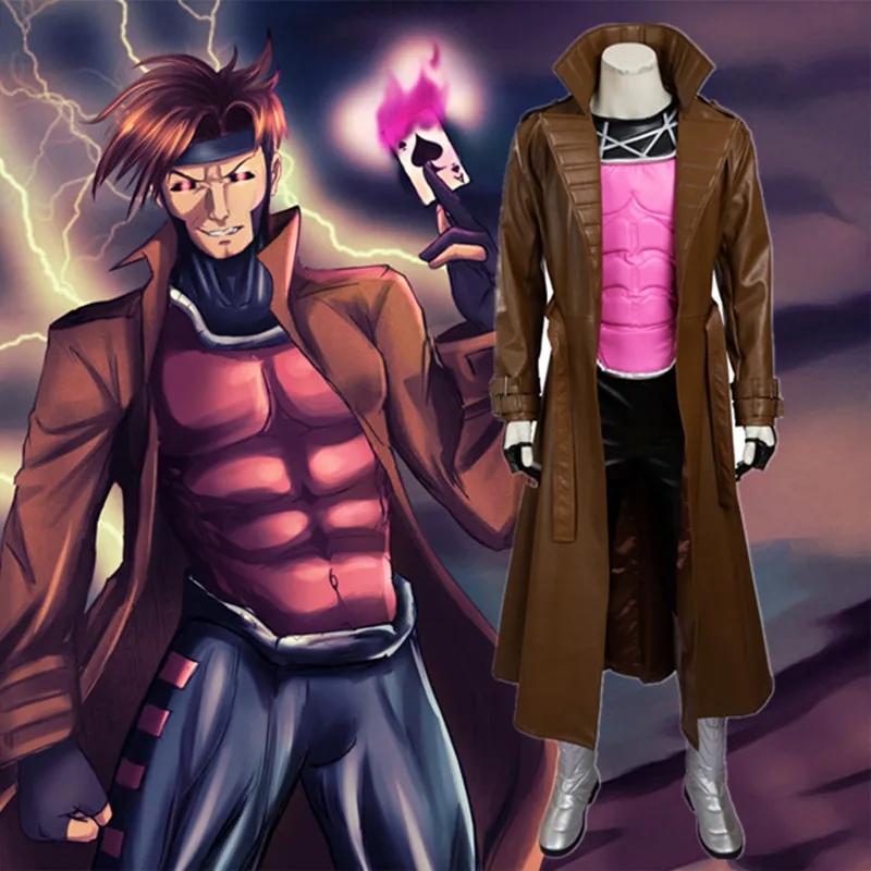 X Men Gambit Costume Cosplay Comic Superhero Male