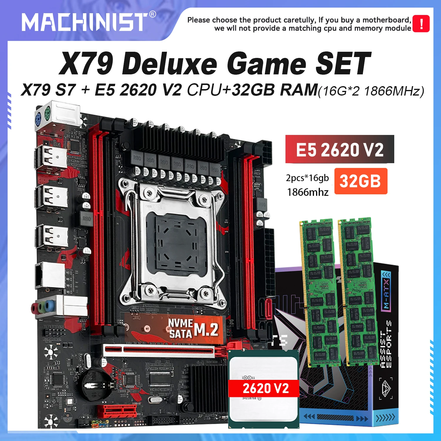 MACHINIST X79 placa base LGA2011-3 socket con Xeon E5 2620 V2 CPU set ...