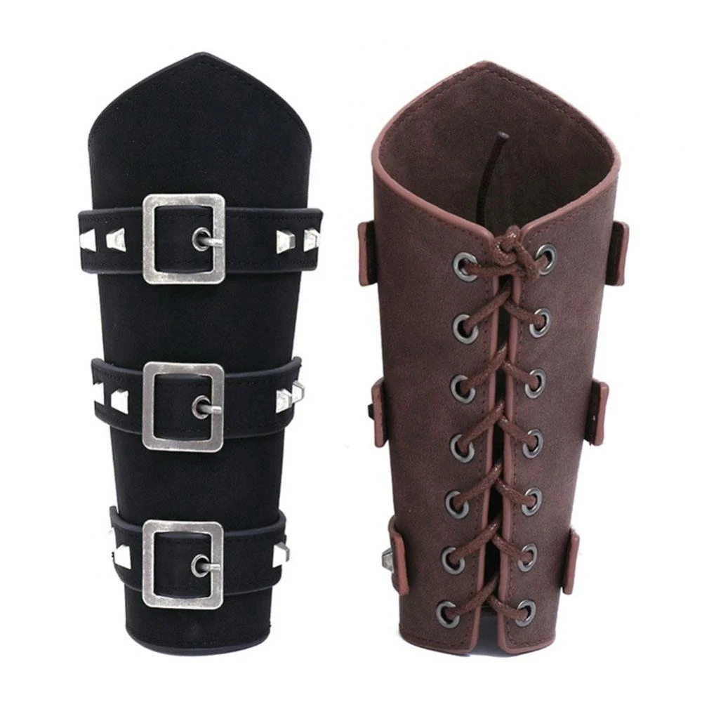 1PC-Cosplay-Props-Faux-Leather-Wide-Bracer-Lace-Up-Arm-Armor-Cuff ...
