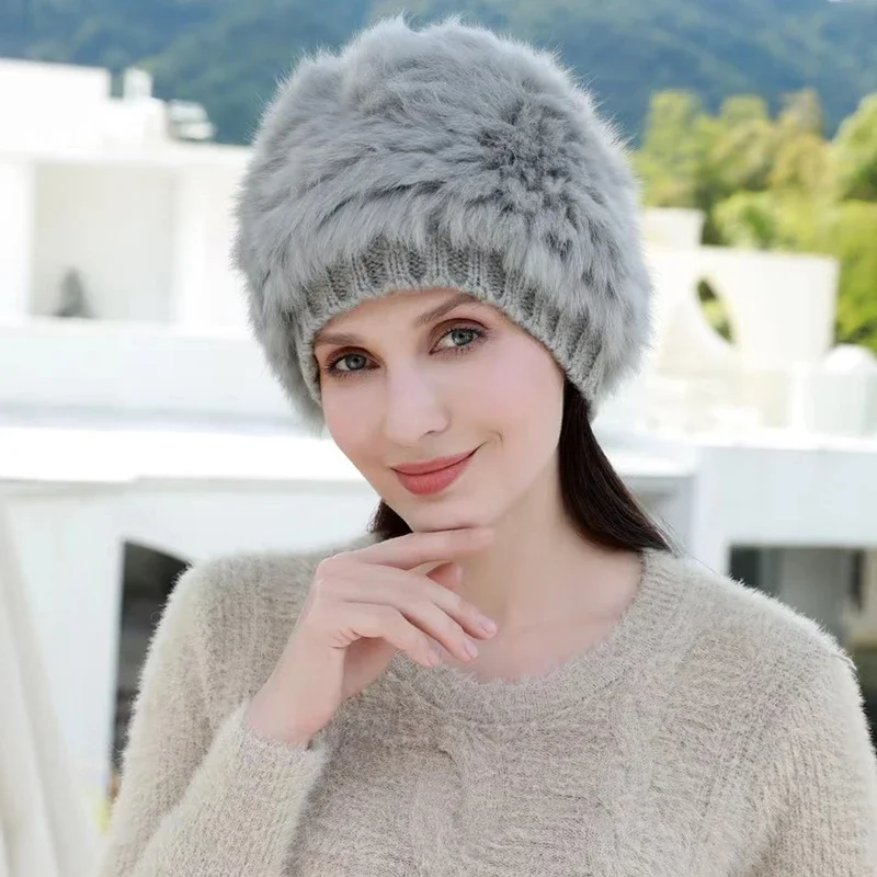 Women-Winter-Warm-Real-Rabbit-Fur-Hat-Snow-Cap-Winter-Hats-for-Women ...