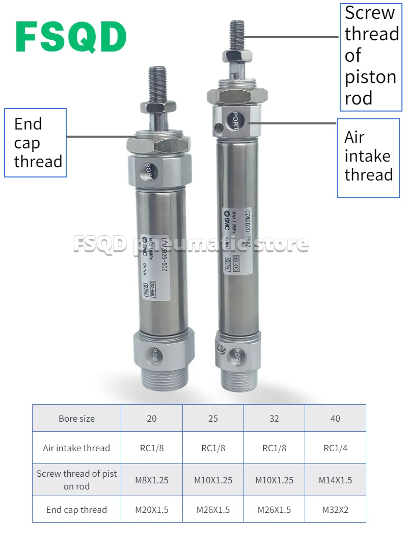CDM2B20 25 50 60 75 80 100 125 150 Z A AZ SMC กระบอกสูบนิวเมติกมาตรฐาน Double Acting,single Rod ...