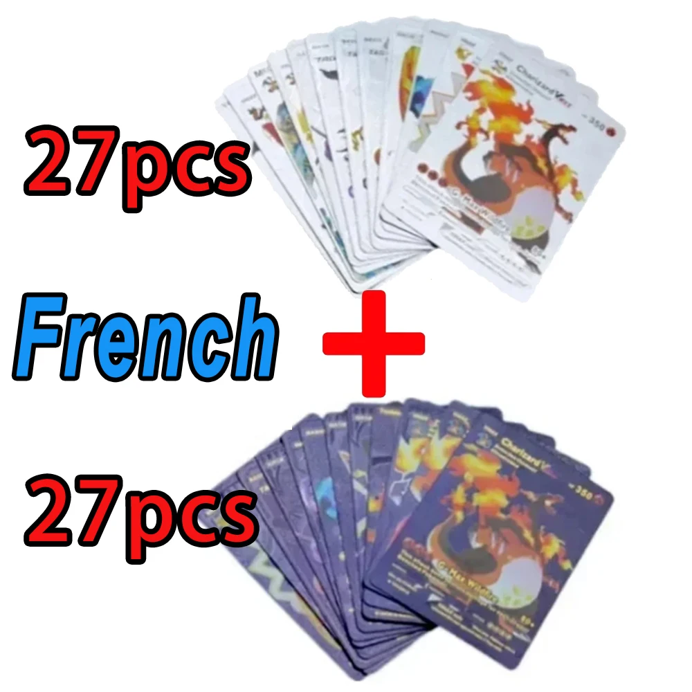 27-108pcs-Pokemon-Cards-NoRepeat-English-Spanish-French-German-Gold ...