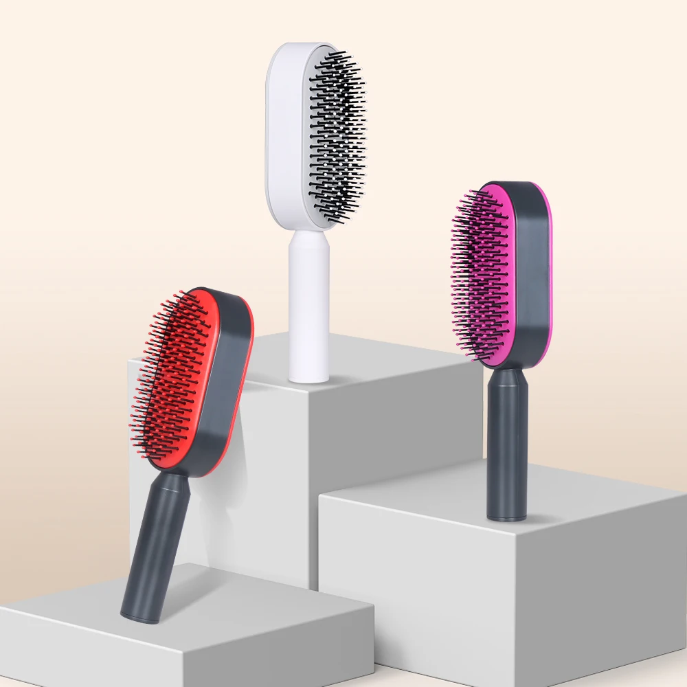 One-Key-Quick-Self-Cleaning-Hair-Brush-Women-Massage-Comb-Hair-Brush ...