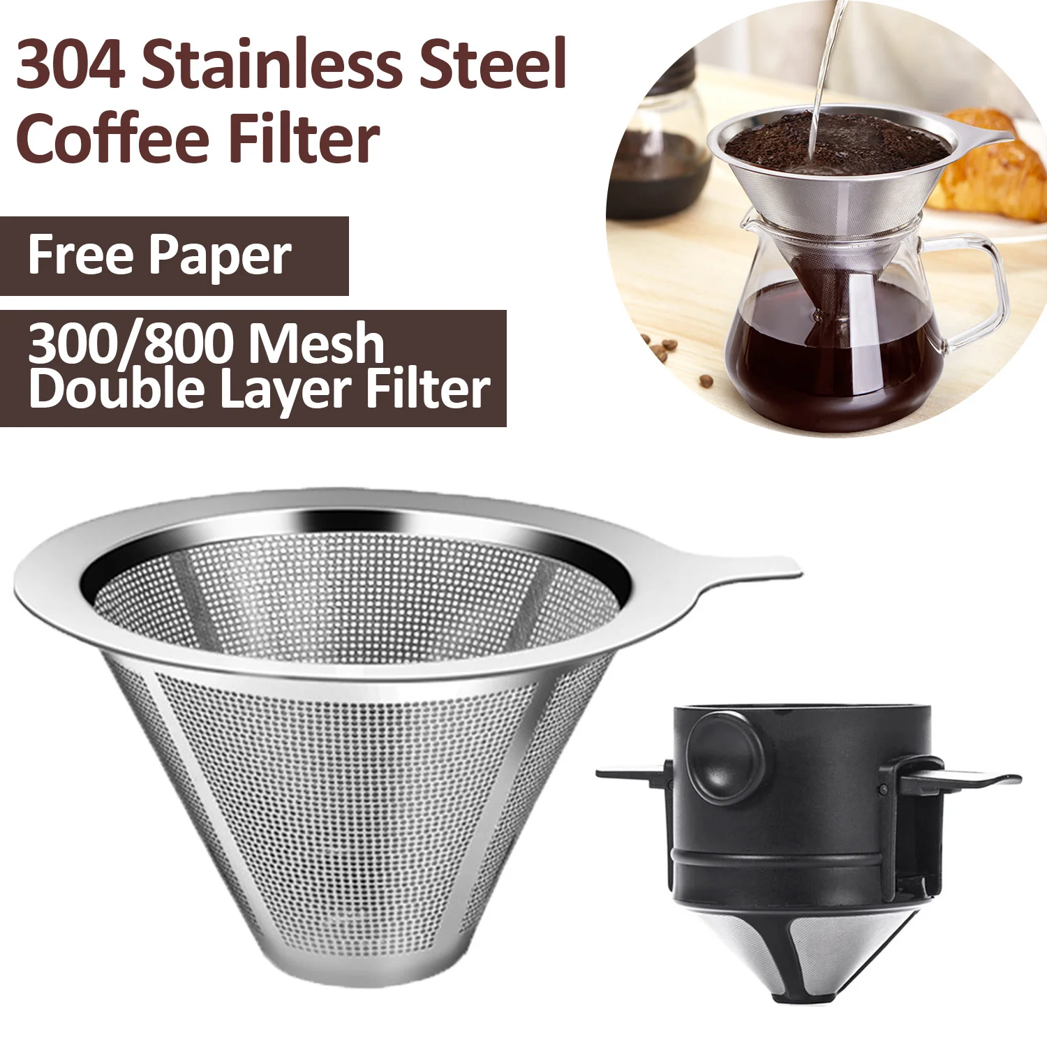304-Stainless-Steel-Coffee-Filter-Holder-Reusable-Double-Layer-Coffee ...