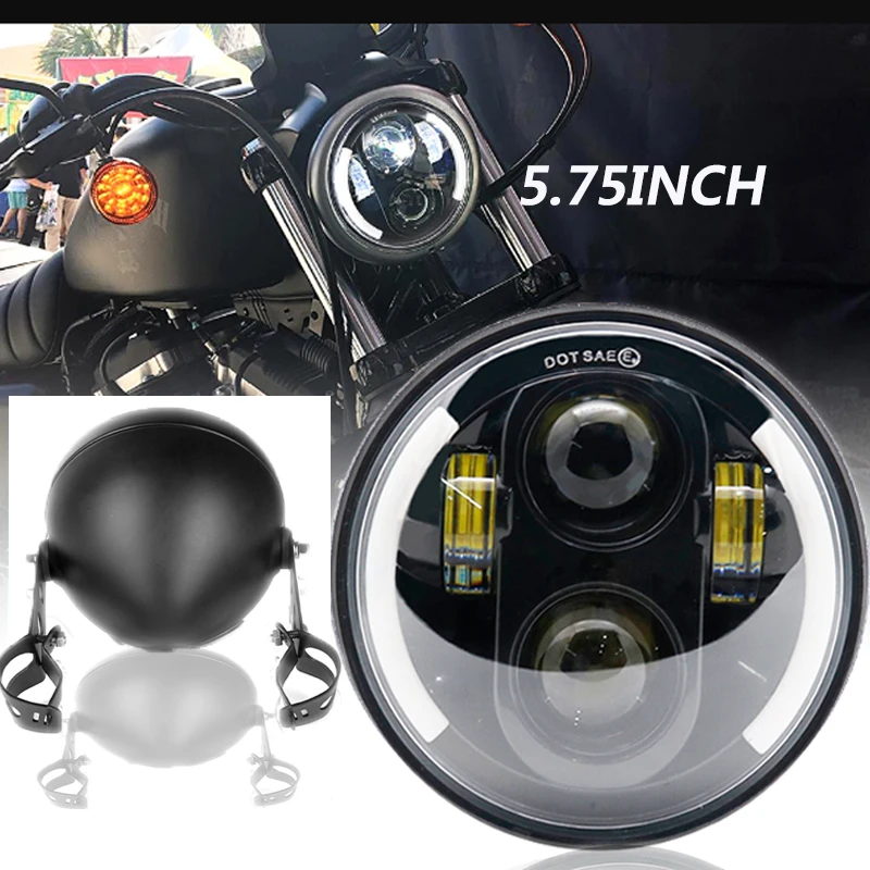5.75 Inch LED Round Motorcycle Headlight With H/L Beam For Harley ...