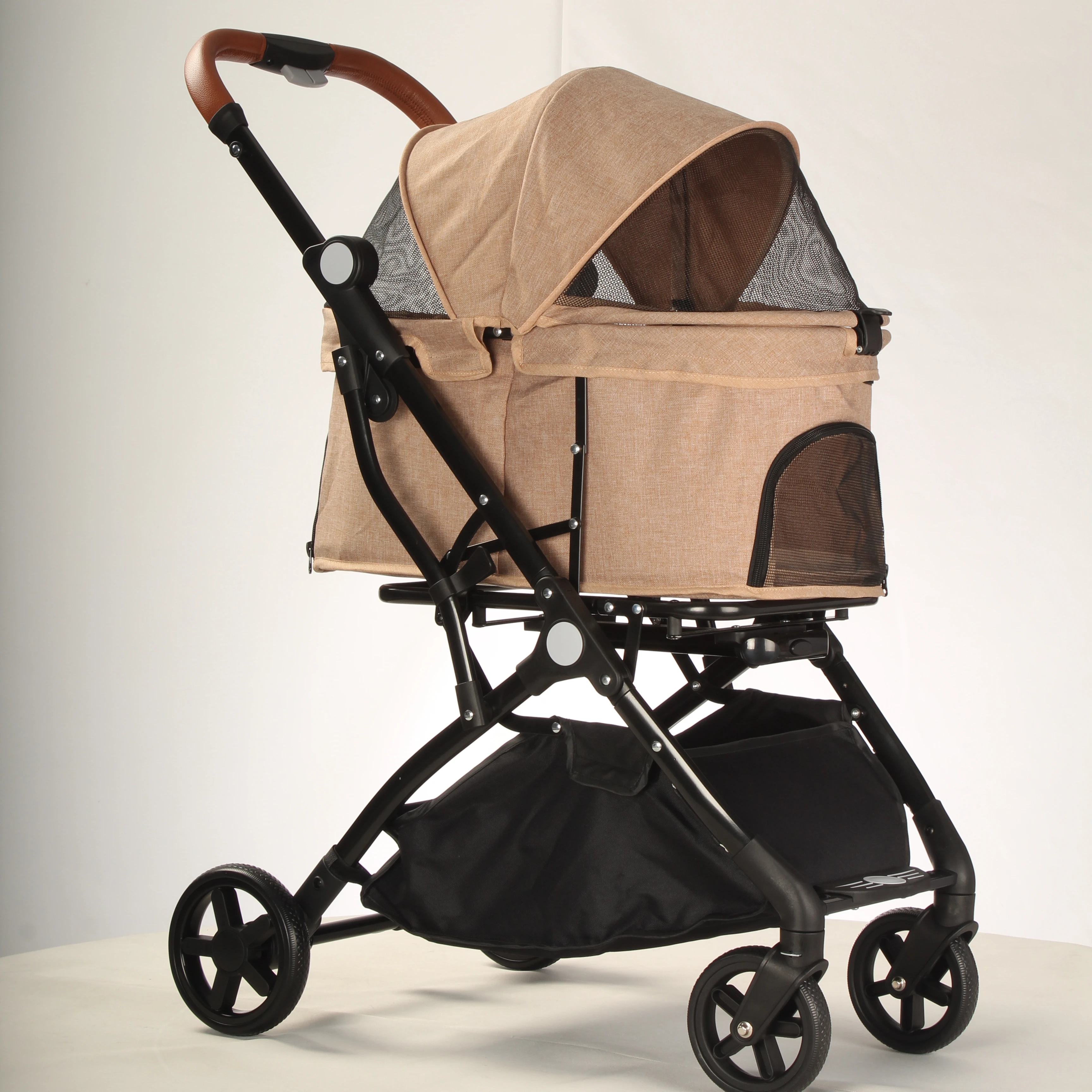 Four Wheels Trolley Lightweight Foldable Stroller For Small Dogs&Cats ...