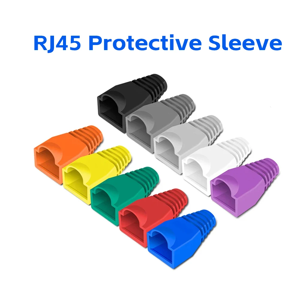 100PCs Mixed Color RJ45 CAT5 CAT5E Crystal Head Sheath Ethernet Network ...