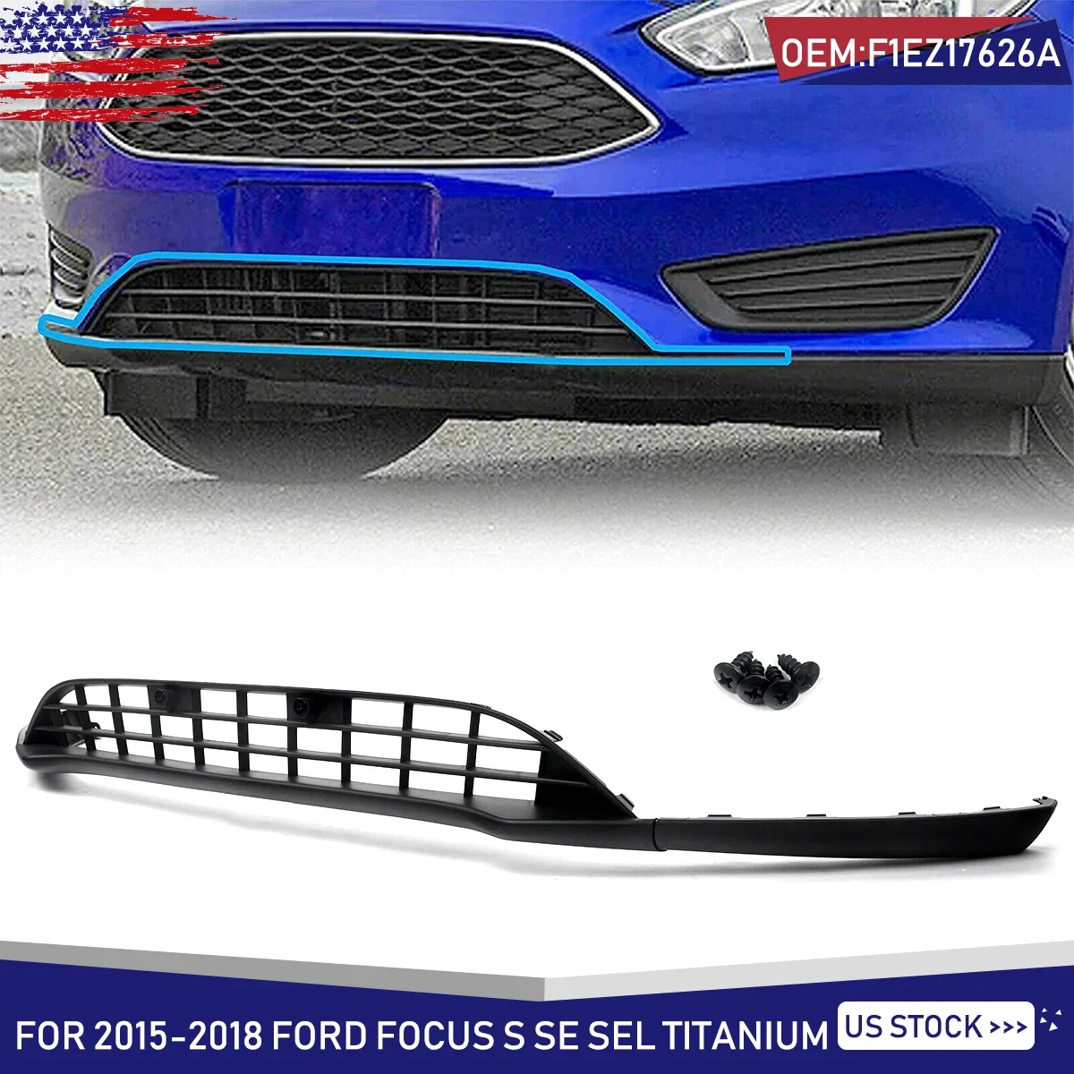 For-2015-2018-Ford-Focus-Front-Bumper-Lower-Valance-Panel-Grill-for ...