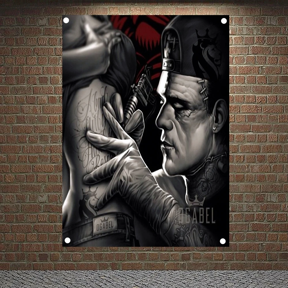 Tattoo-Artist-At-Work-Death-Art-Banner-Canvas-Painting-Chicano-Tattoo ...