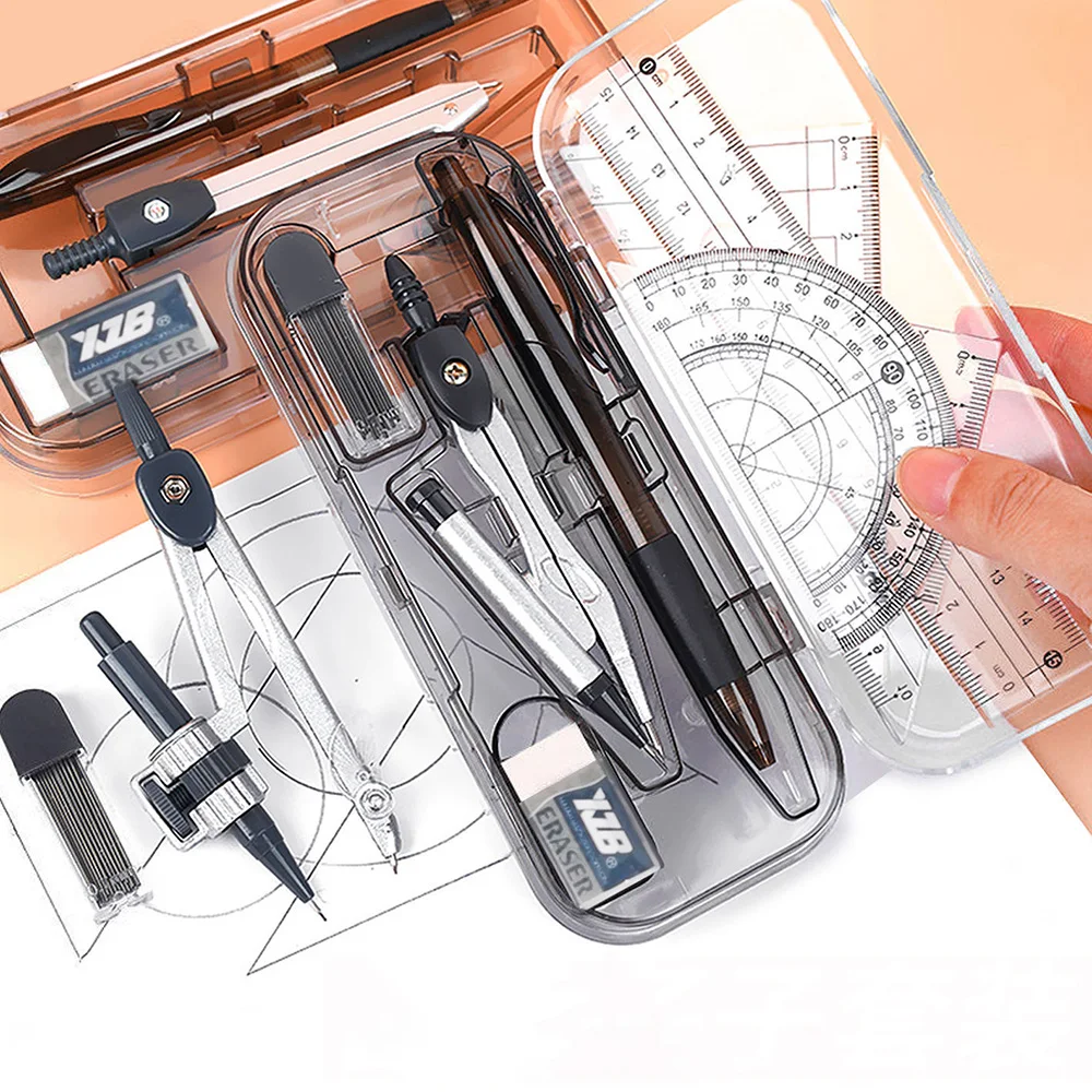 8pcs-Set-Ruler-Compass-Pencil-Set-Geometry-Maths-Student-Drawing ...