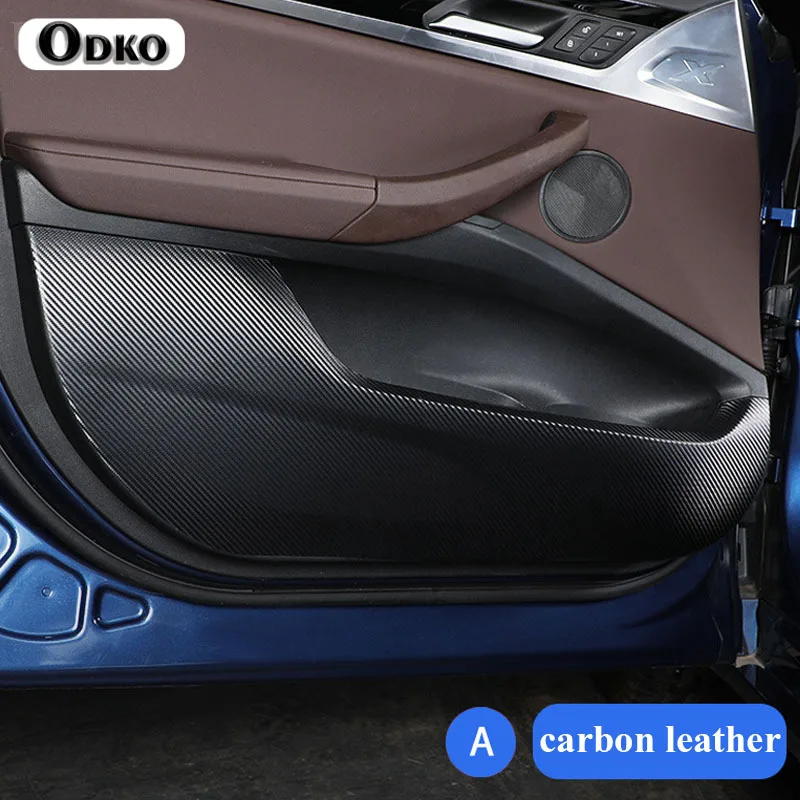 Leather-Carbon-Fiber-Sticker-Door-Anti-Kick-Cover-Protection-Mat-For ...