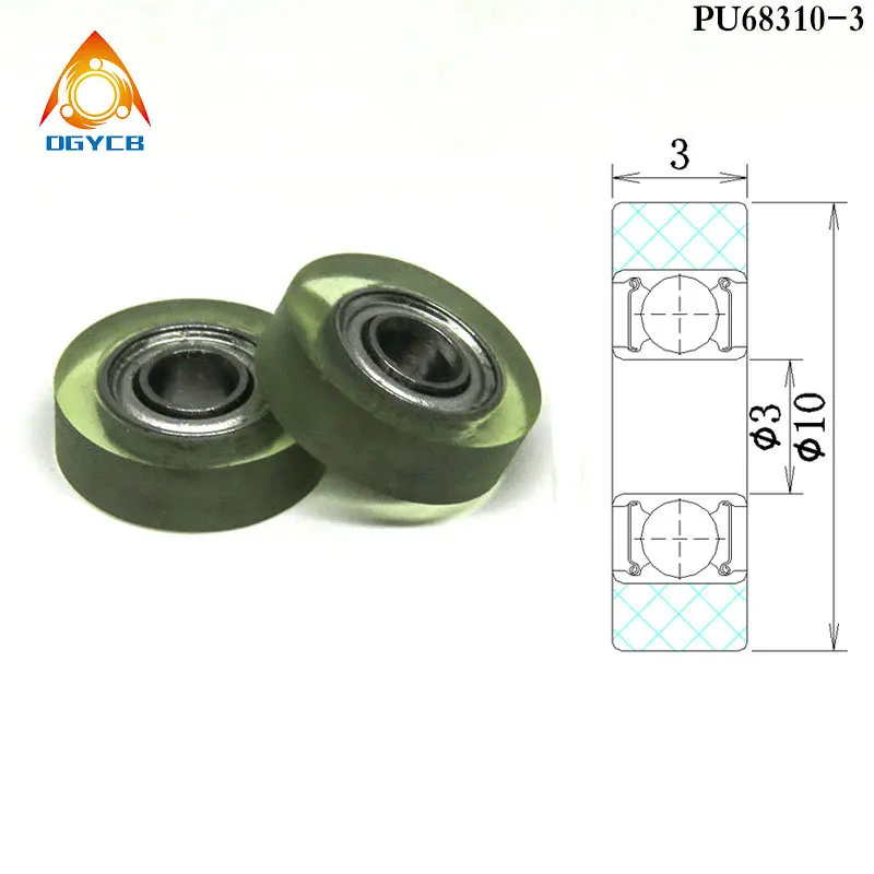 1pcs-3x10x3-PU-Glue-Coated-Bearing-Pulley-Wheel-PU68310-3-10mm-Diameter ...