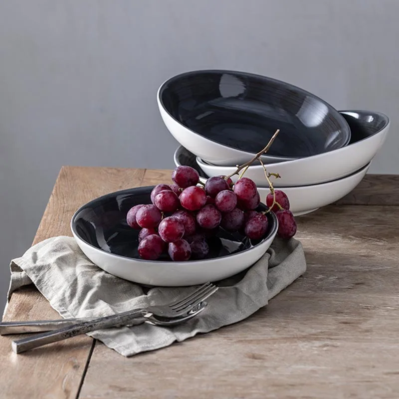 Black-Personality-Creative-Ceramic-Plate-Dinner-Dishes-Plates-Fruit ...
