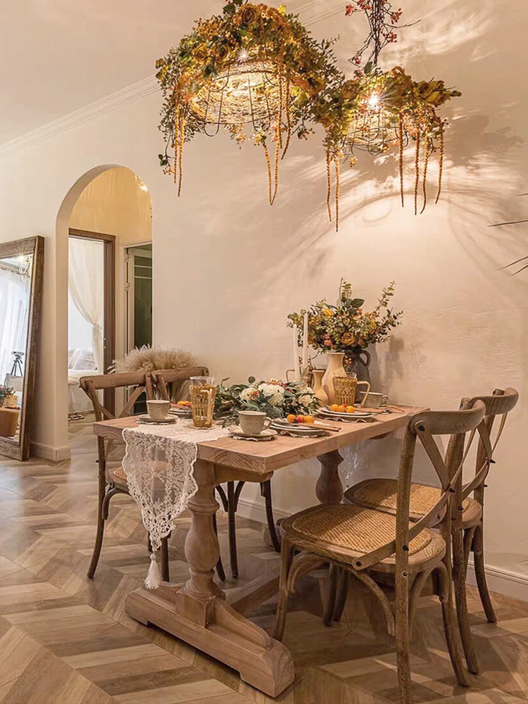 American-countryside-retro-old-solid-wood-dinner-table-French-rustic ...