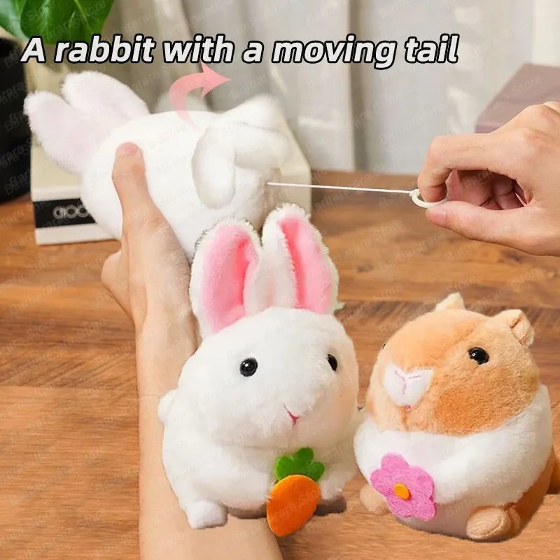 New-10CM-Cute-Plush-Toy-Tail-Wagging-Rabbit-Hamster-Doll-Pull-String ...