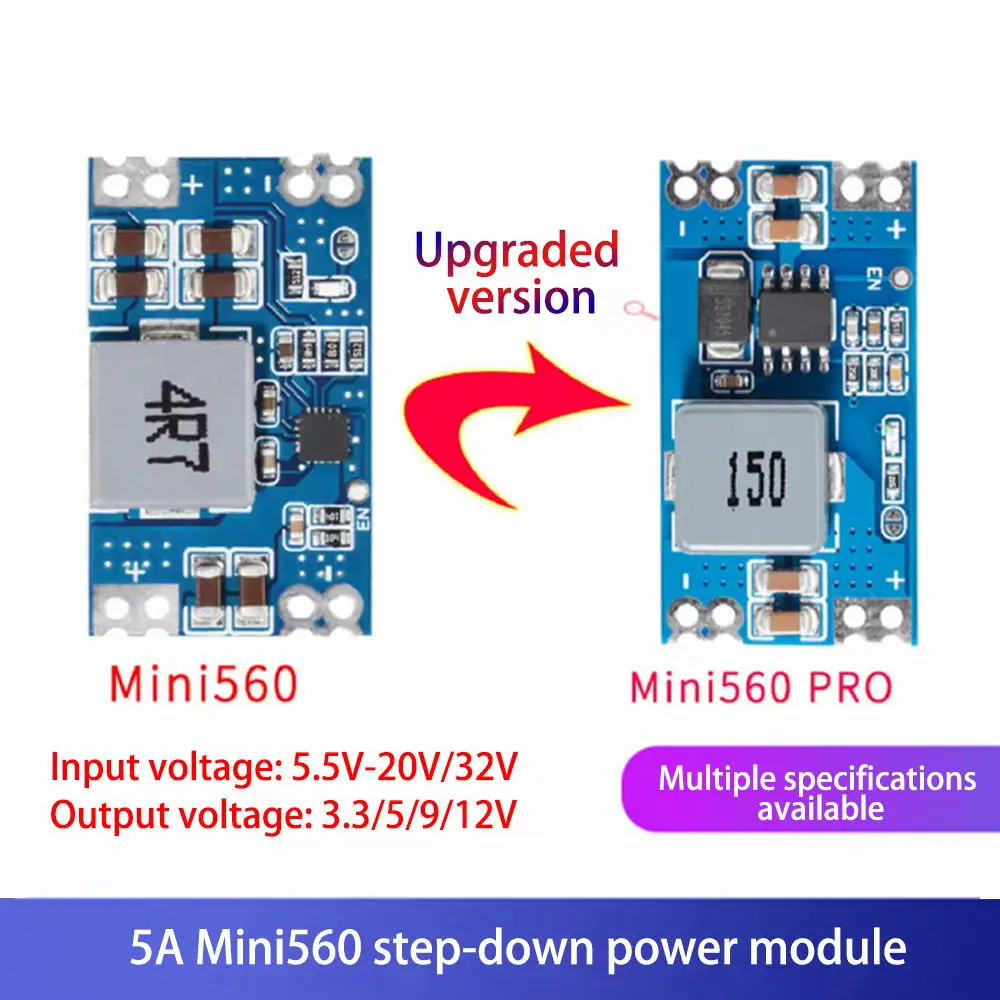 Mini560 PRO 95% High Efficiency Output 3.3V/5V/9V/12V 5A Step Down DC ...