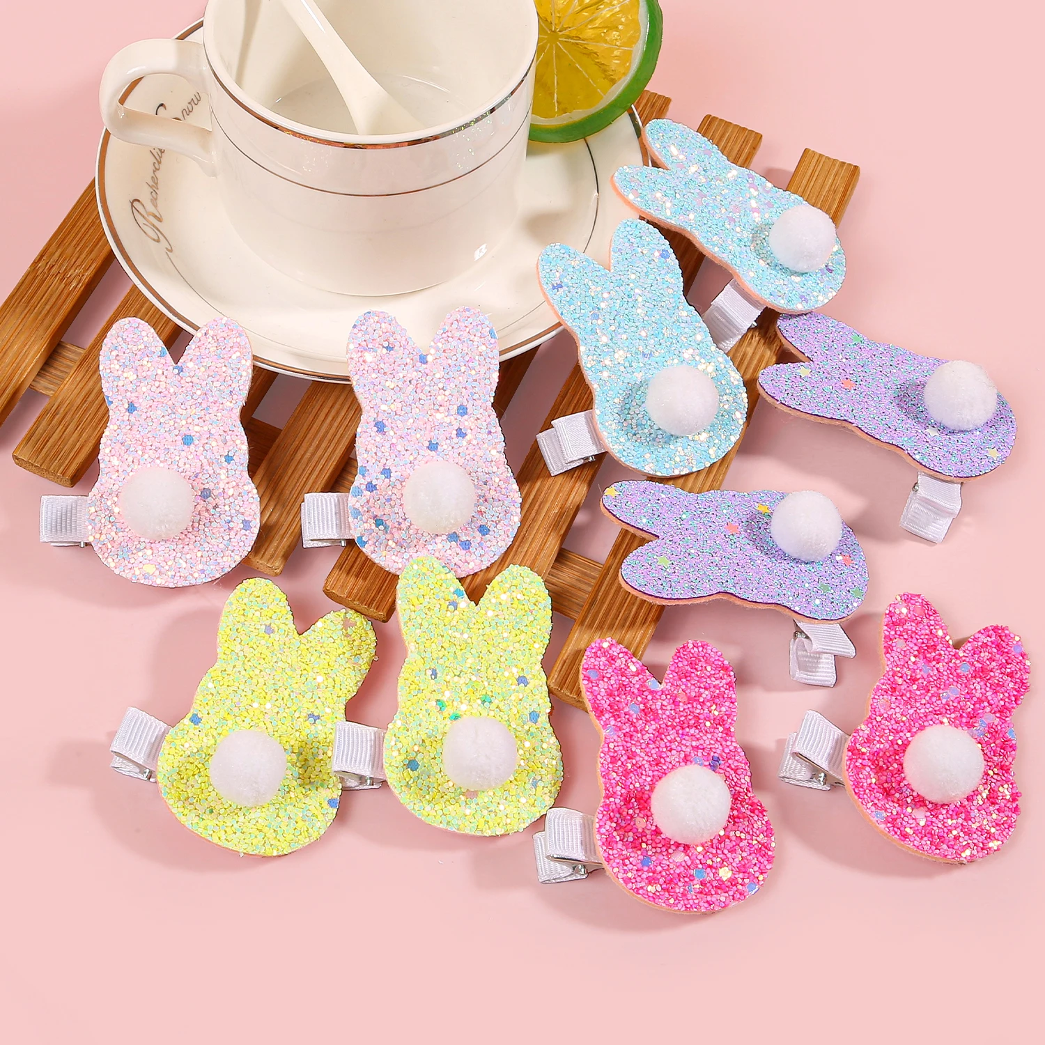 2/10pcs Cute Rabbit Hair Clips for Girls Sequin Glitter Rabbit ...