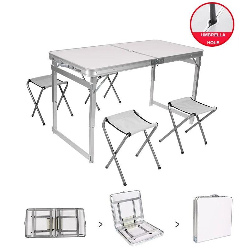 4-Feet-aluminum-folding-table-Chair-Set-4-Person-Folding-Picnic-outdoor ...