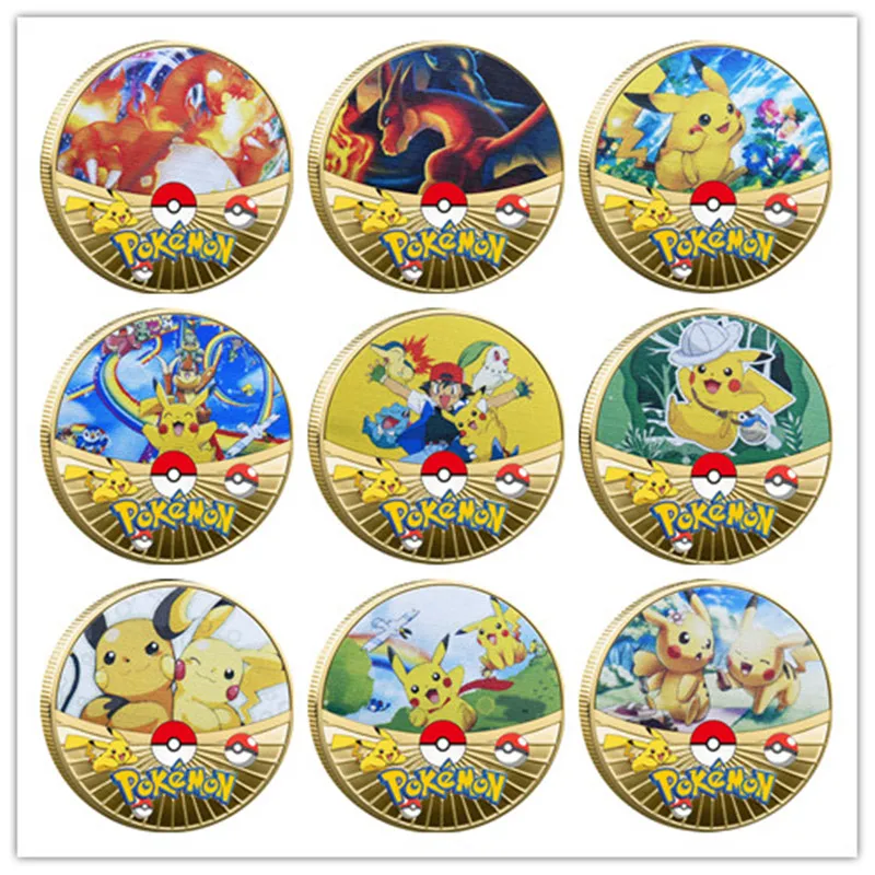 Charming Pokemon Commemorative Coin Kids Toy Kawaii Pikachu Patterns ...
