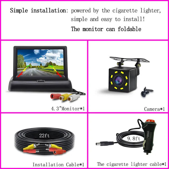 Easy Installation 4.3"5" Car Rear View Backup Camera LCD Monitor for ...