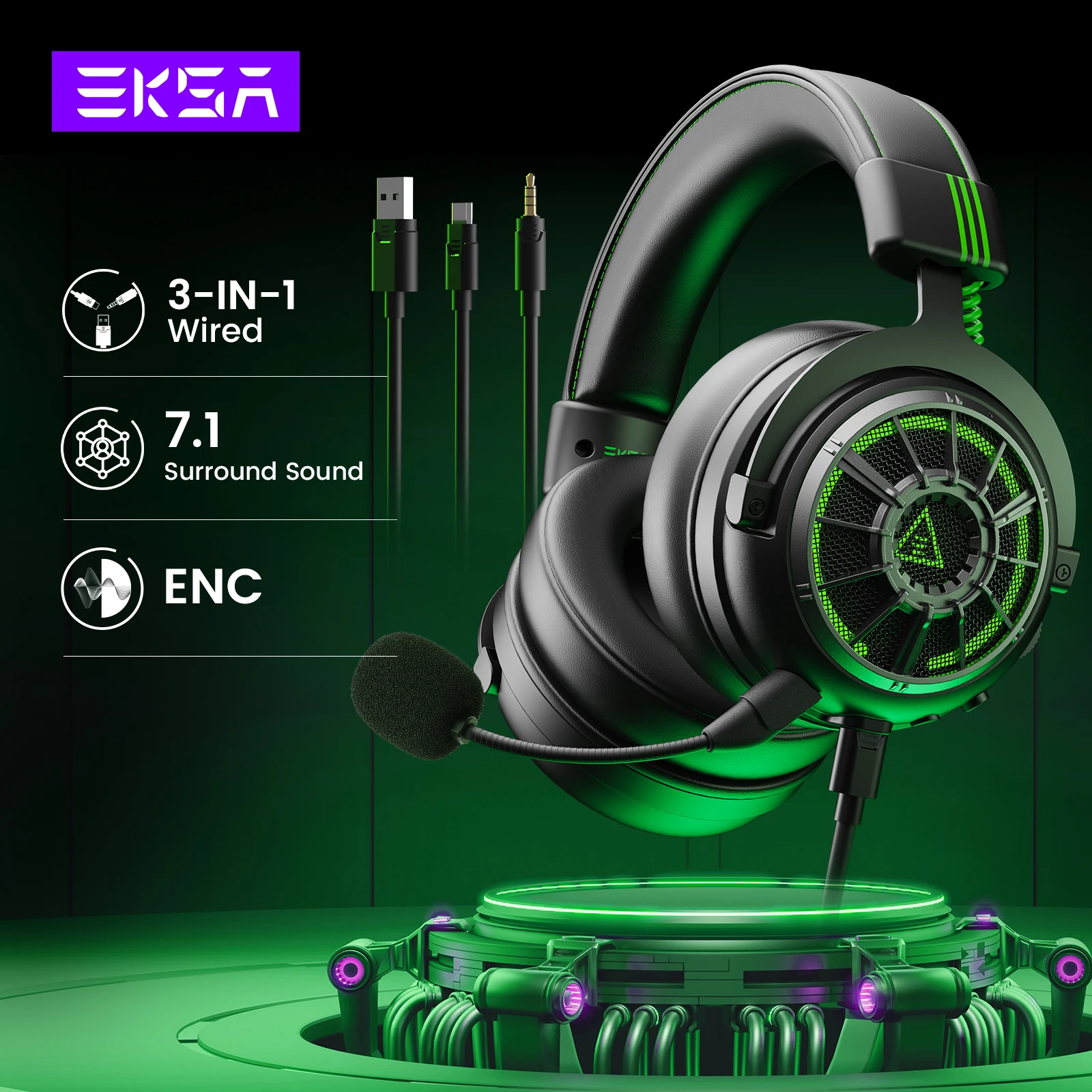 EKSA E5000 Pro Auriculares para juegos para PC/PS4/Xbox/Switch ...