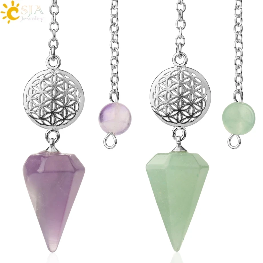 Csja Shuttle Spiritual Flower Of Life Pendulum For Divination Pyramid Crystal Pendant Pendulums ...
